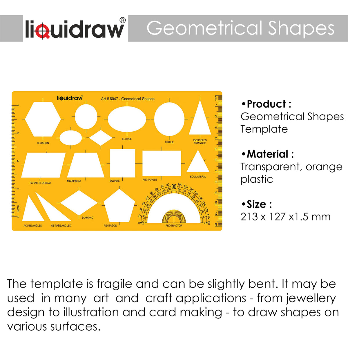Liquidraw Geometry Shapes Template Stencil Protractor Circle Ellipse O