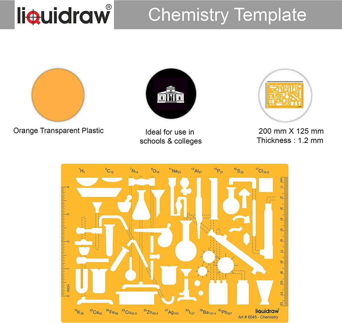 Liquidraw Organic Chemistry Stencil and Drawing Template Different Sha