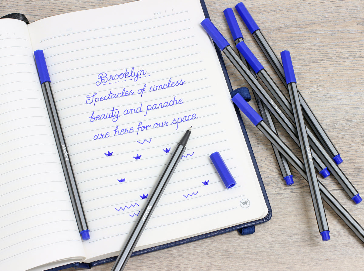 12 Blue Fineliner Pens Set Fine Point Pens 0.4mm Fineliners Blue Colou ...