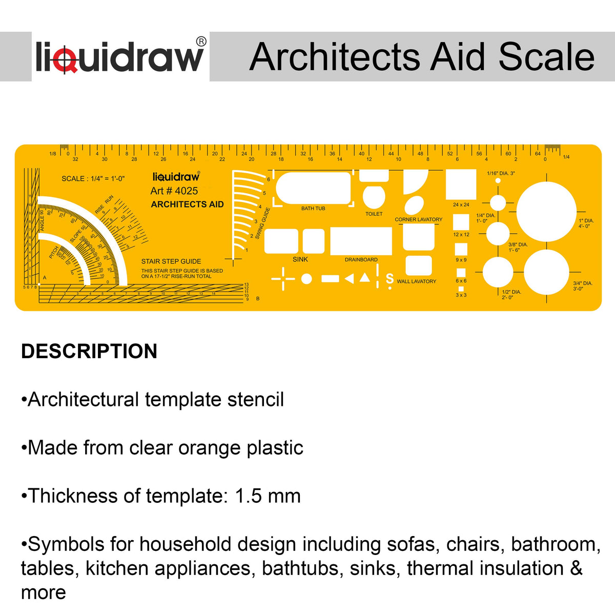Liquidraw Architects Aid Architectural Scale Ruler Drawing Template St