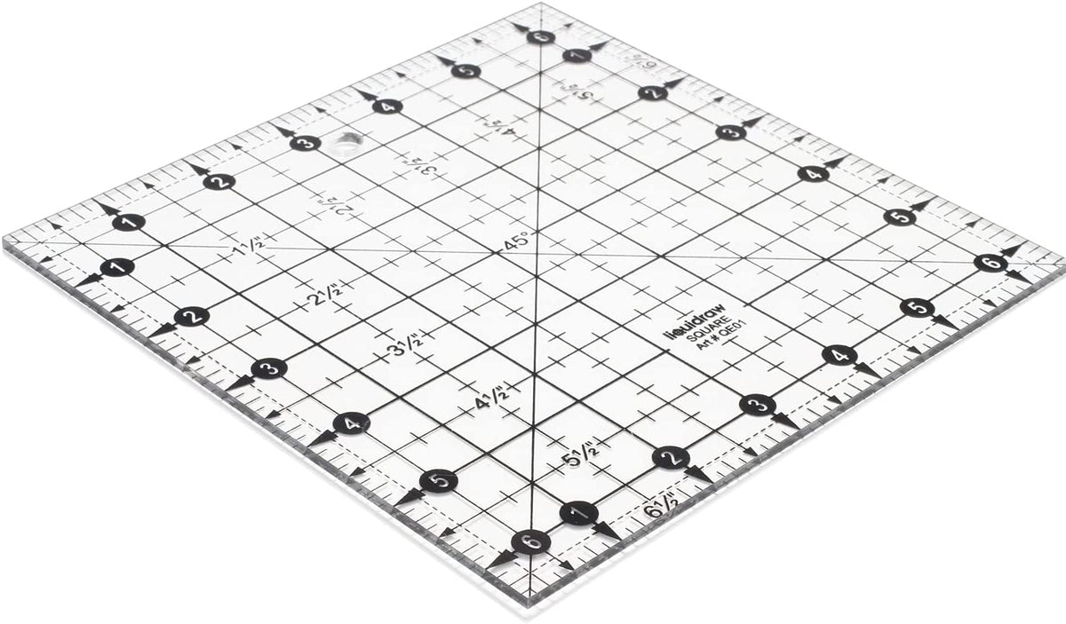Liquidraw Square Quilting Ruler, Clear Acrylic Quilting Square Templat