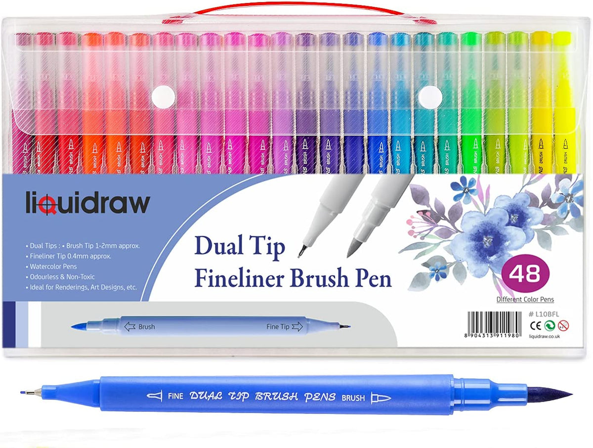 Liquidraw Dual Tip Brush Pens Fineliner Colouring Set Fineliners Colou