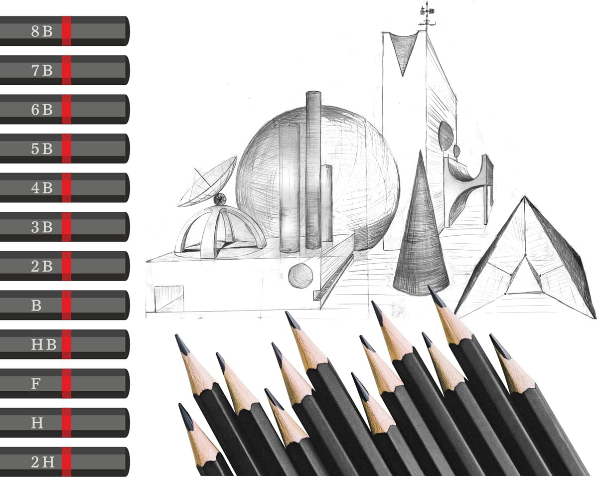 Liquidraw Drawing Pencils Set of 12, Graded Pencils For Artists, Sketc