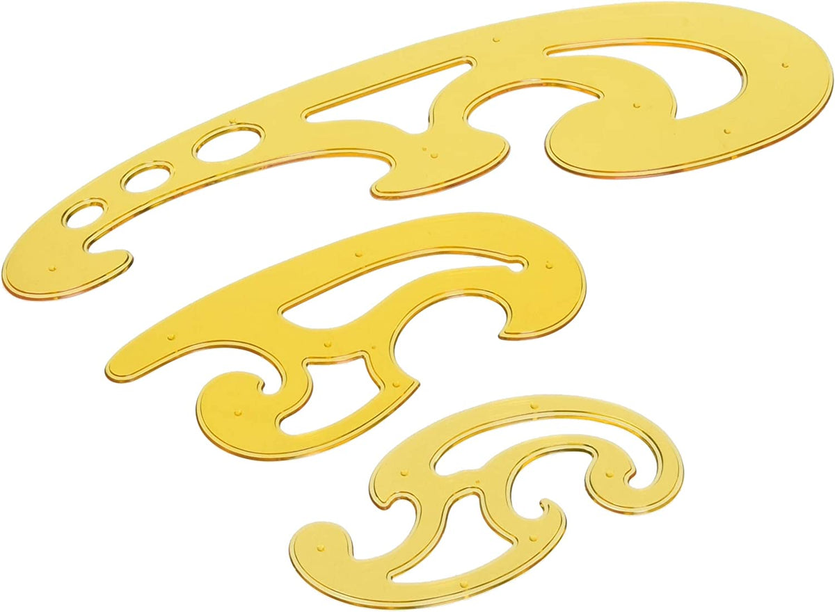 Liquidraw French Curve Set of 3 Rulers CLEAR/ORANGE Technical Drawing