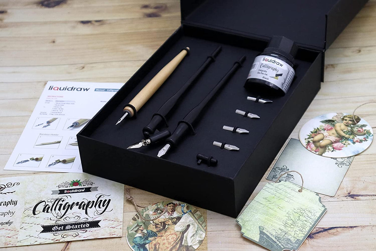 Liquidraw Calligraphy Pens Set Dip Pen Nibs Holder Set With Black Call